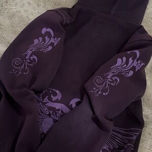 YMI | Tops | Purple Angel Wing Sweatshirt M Faux Fur Lined Hood Heart ...